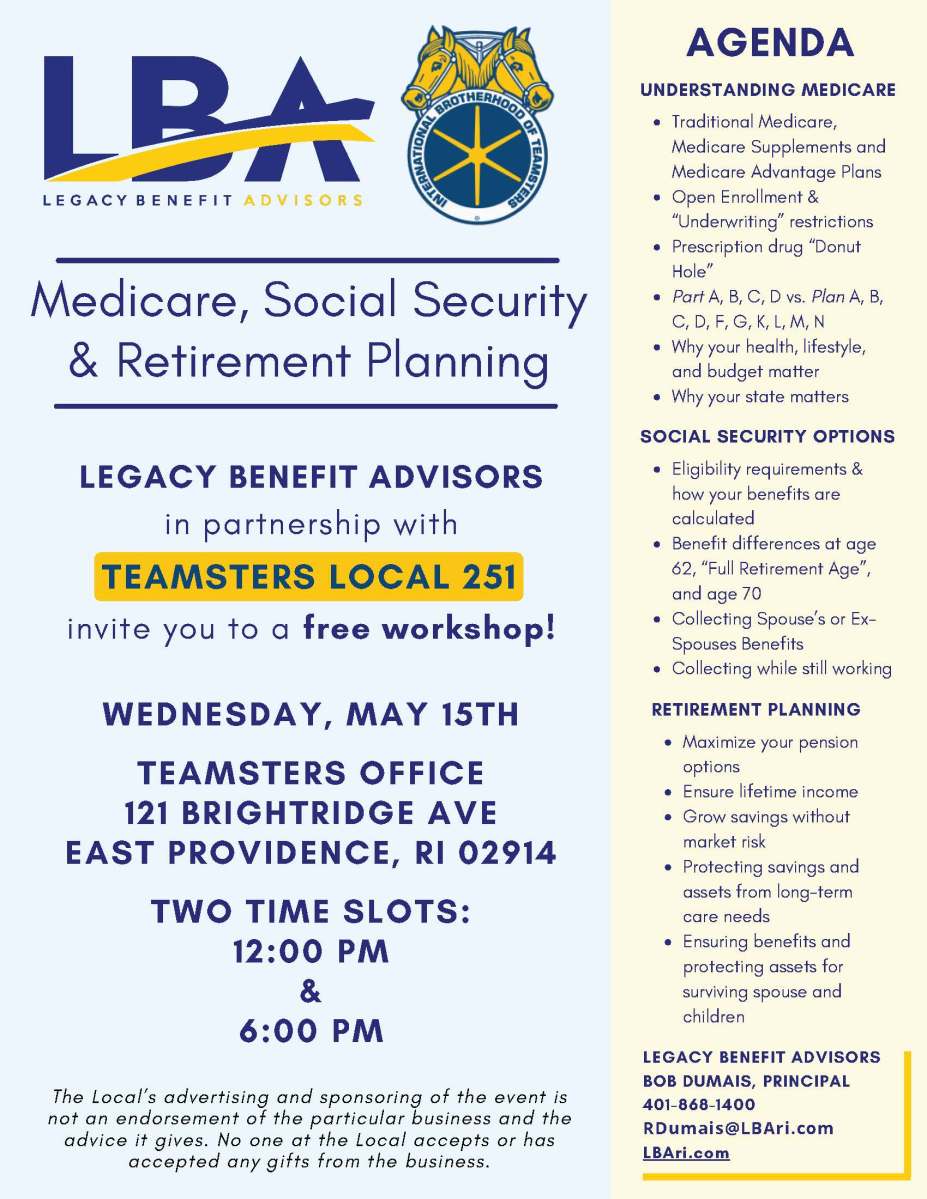 Medicare, Social Security and Retirement Planning Workshop – Teamsters ...